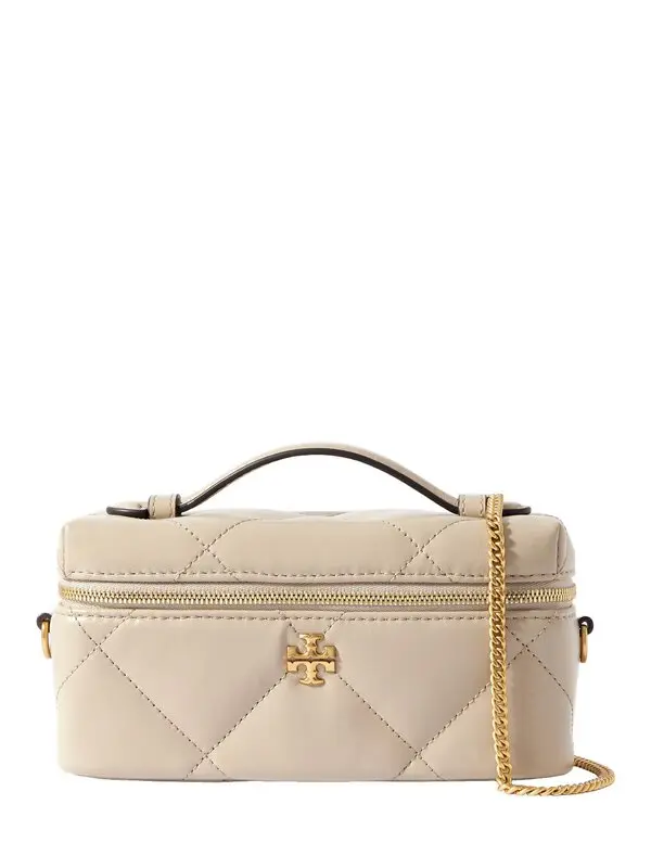 Tory Burch Kira Diamond Quilted Leather Shoulder Bag - Gray
