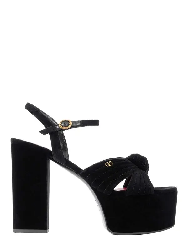 Valentino Garavani Crasher 125 Velvet Platform Sandals - Black