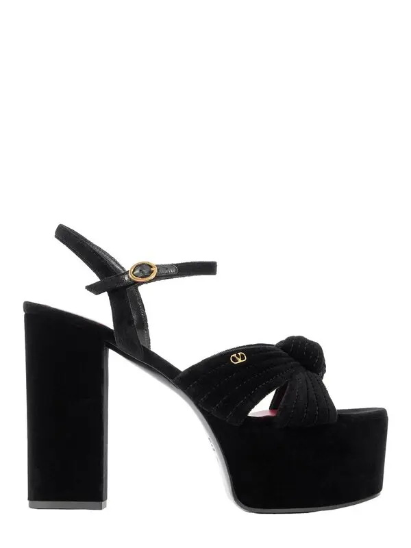 Valentino Garavani Crasher 125 Velvet Platform Sandals - Black