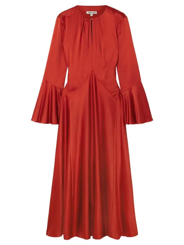 Veronica Beard Ezri Pleated Silk-blend Satin Maxi Dress - Red