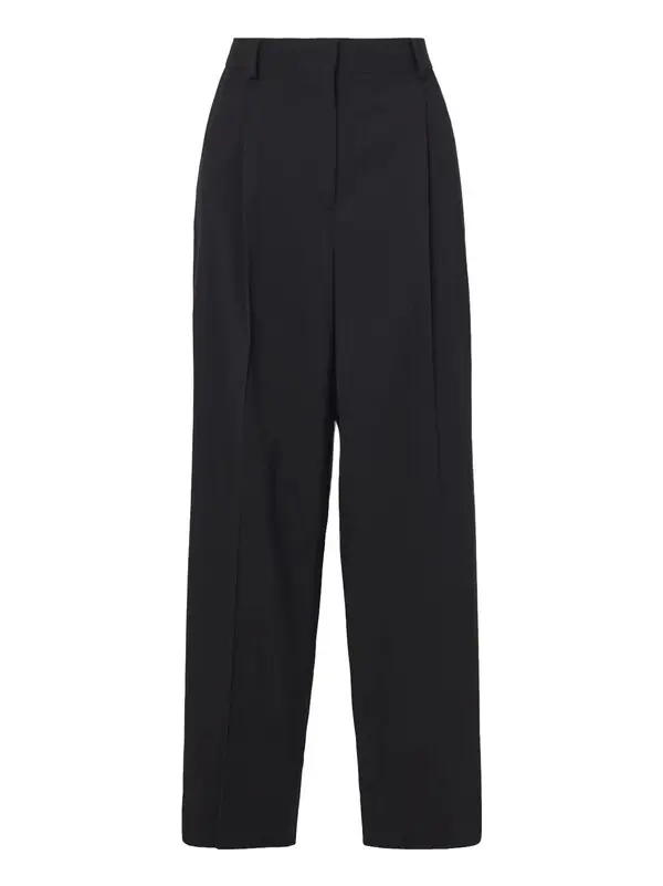 TOTEME Pleated Twill Straight-leg Pants - Black