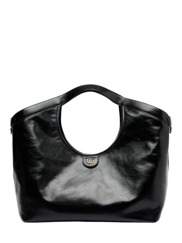 Gucci Giglio Large Leather Tote Bag - Black