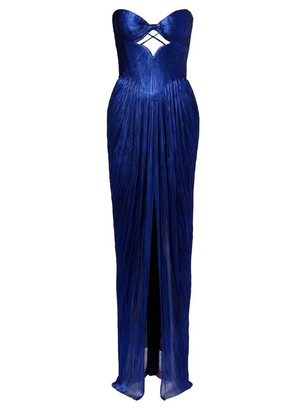 MARIA LUCIA HOHAN Stephanie Silk Tulle Bustier Gown - Blue