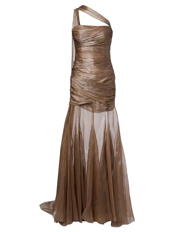 MARIA LUCIA HOHAN Marimar One-shoulder Gown - Brown