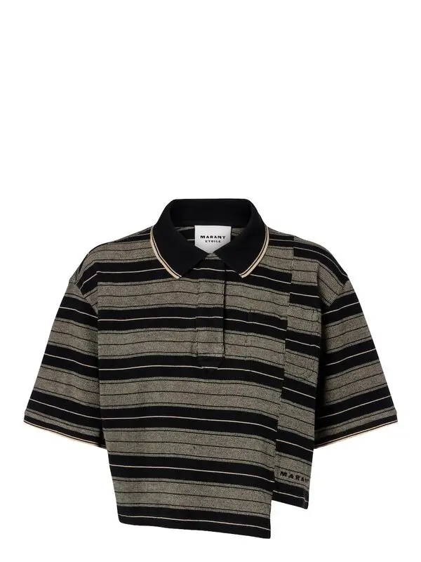 MARANT ETOILE Isalyne Striped Cotton Polo Shirt - Black