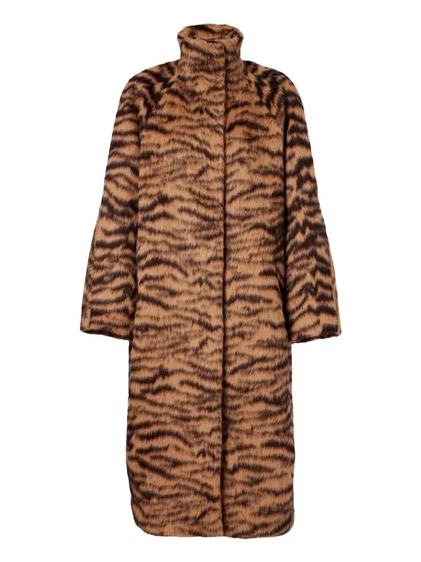 Alaïa Zebra-print Wool-blend Jacquard Coat - Brown