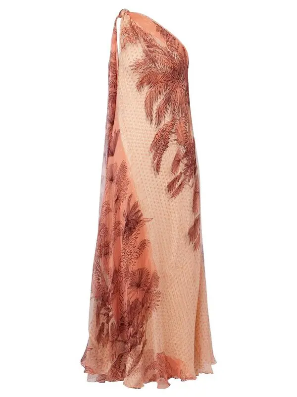 Johanna Ortiz Printed Silk-blend Lamé Gown - Pink