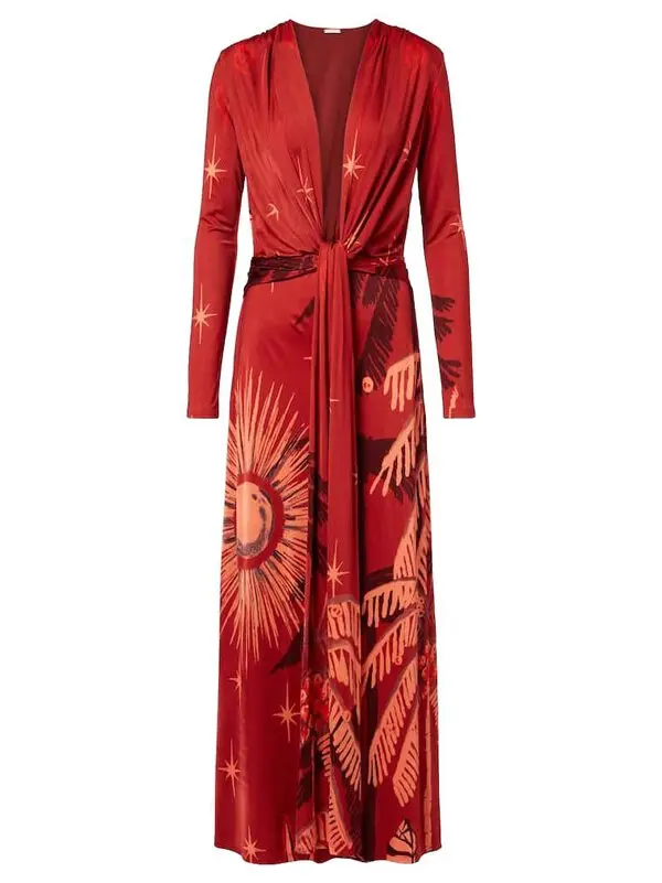 Johanna Ortiz Printed Maxi Dress - Red