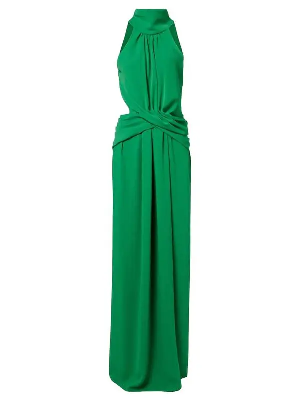 Johanna Ortiz Cutout Gathered Maxi Dress - Green