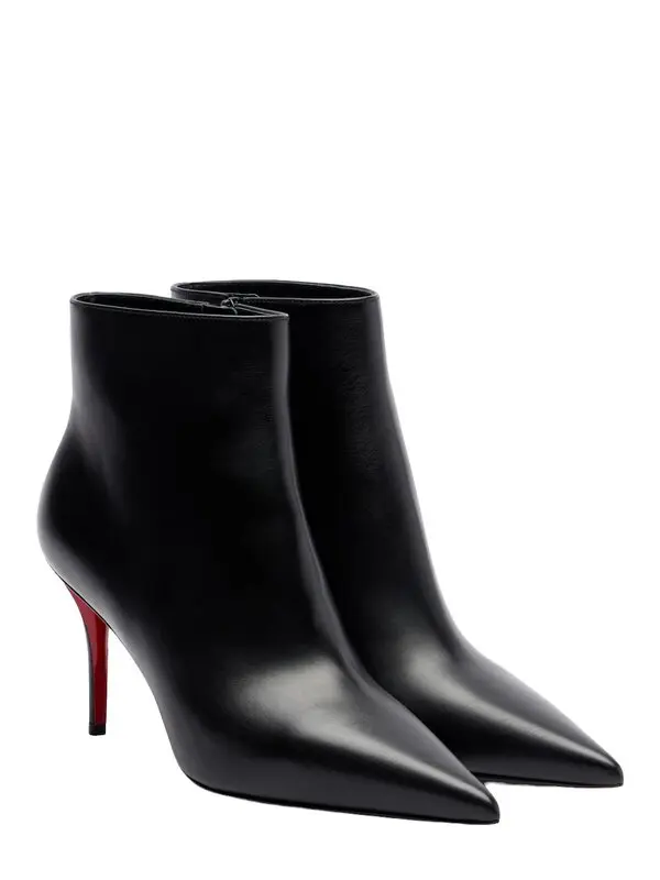 CHRISTIAN LOUBOUTIN Miss Z 80 Leather Ankle Boots - Black