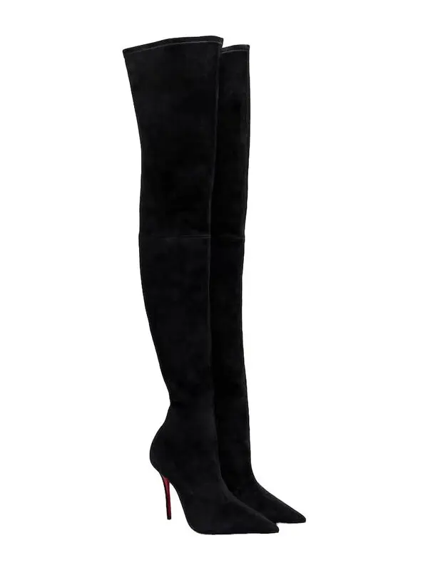 CHRISTIAN LOUBOUTIN Miss Z 100 Suede Over-the-knee Boots - Black