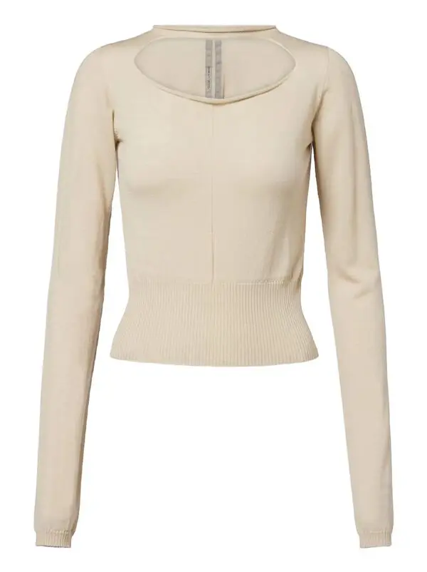 Rick Owens Cutout Virgin Wool Top - Beige