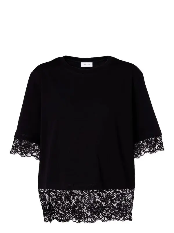 Alexander McQueen Cotton Lace T-shirt - Black
