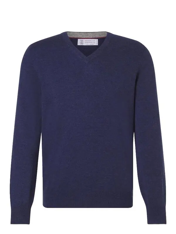 Brunello Cucinelli Cashmere V-neck Sweater - Blue