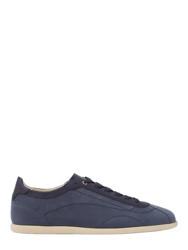 Brunello Cucinelli Leather Lace Up Sneakers - Blue