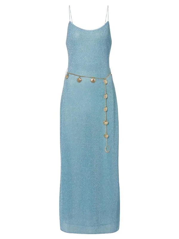 Oseree Lumière Belted Maxi Dress - Blue