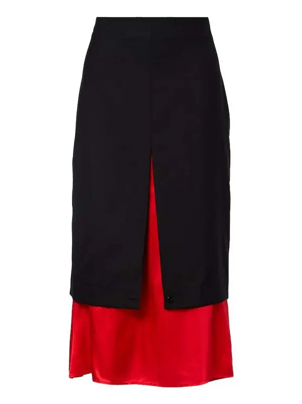 RÓHE Layered Wool Midi Skirt - Black
