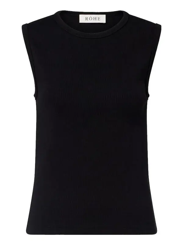 RÓHE Ribbed-knit Tank Top - Black