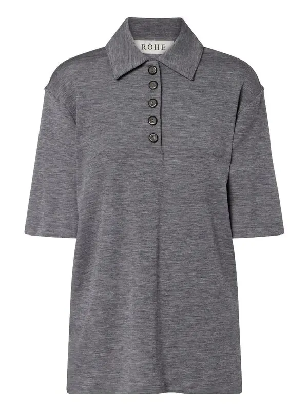 RÓHE Wool Polo Shirt - Grey