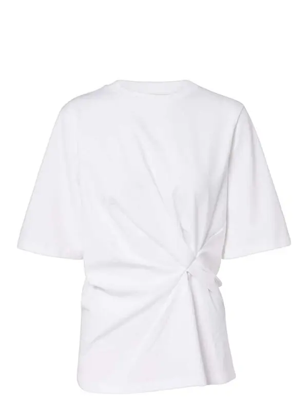 RÓHE Gathered Cotton T-shirt - White