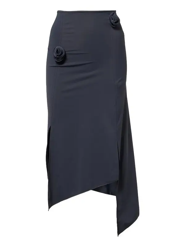 Coperni Floral Appliqué Jersey Midi Skirt - Grey