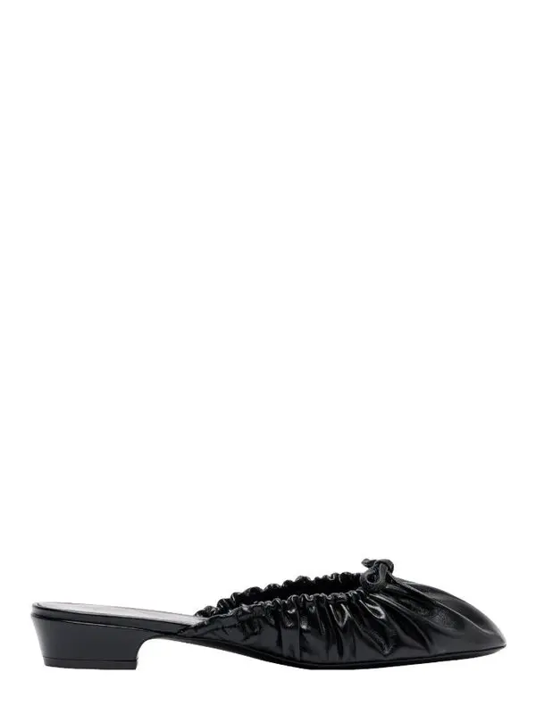 HERBERT LEVINE Gather Around Ruched Leather Mules - Black