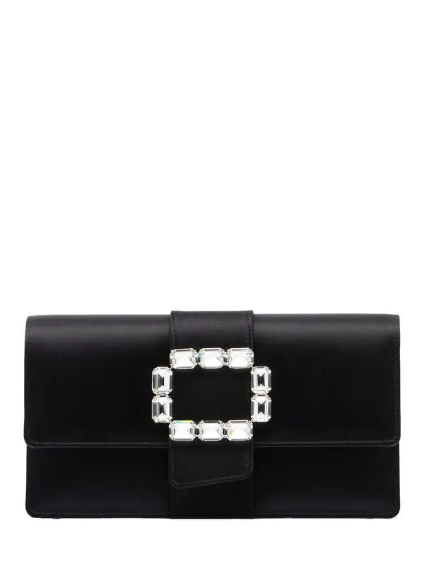 Manolo Blahnik Maycapjou Satin Clutch - Black