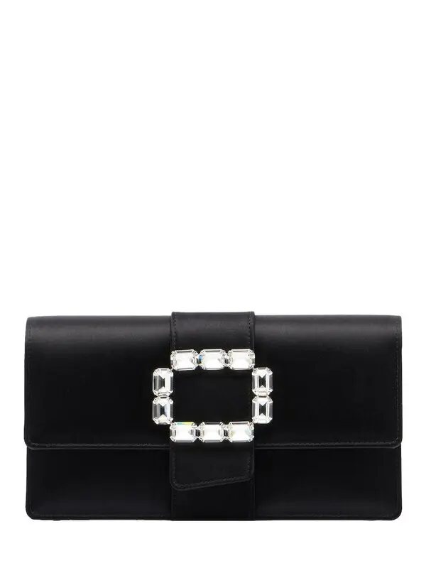 Manolo Blahnik Maycapjou Satin Clutch - Black