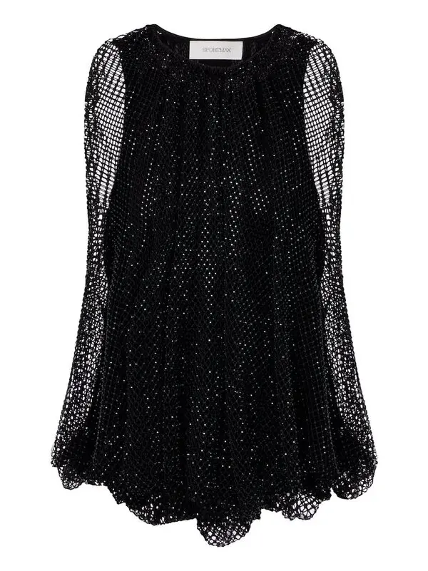 Sportmax Embellished Mesh And Jersey Top - Black