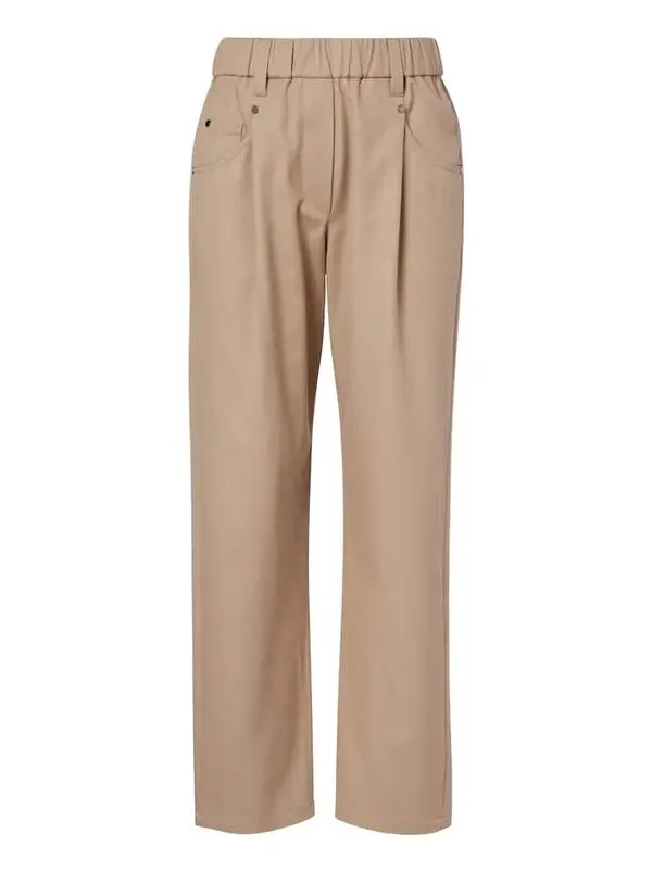 Brunello Cucinelli Cotton-blend Straight Pants - Beige