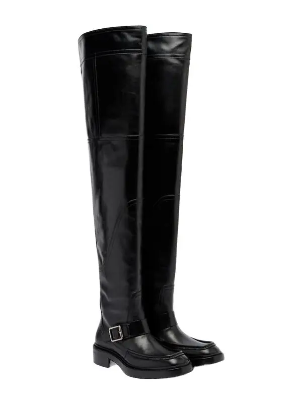 Saint Laurent Joe Leather Over-the-knee Boots - Black