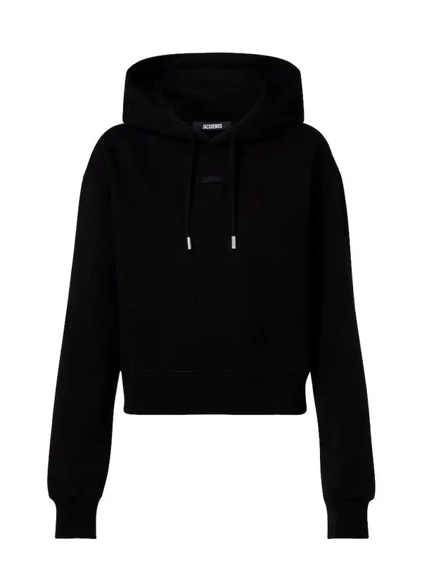 Jacquemus Logo Cotton Jersey Hoodie - Black