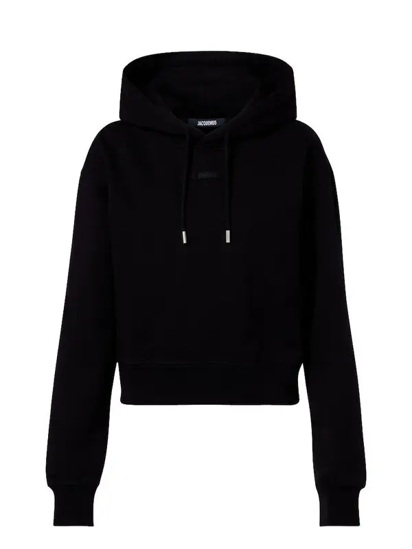 Jacquemus Logo Cotton Jersey Hoodie - Black