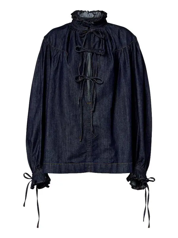 Dries Van Noten Ruffled Cotton Blouse - Blue