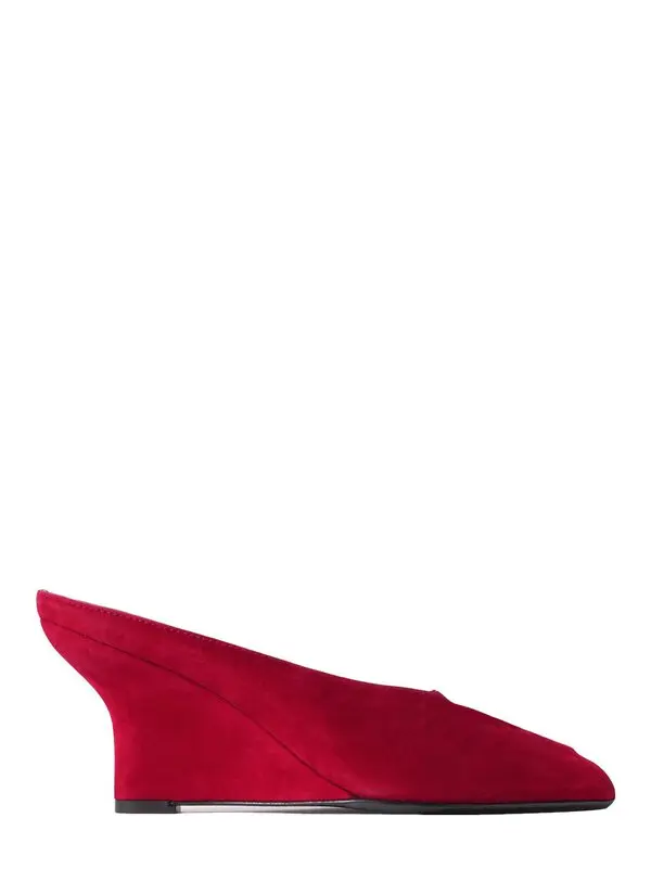 TOTEME Velvet Wedge Mules - Red
