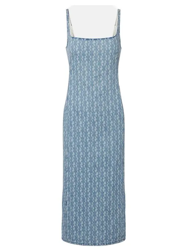 Dries Van Noten Printed Denim Midi Dress - Blue
