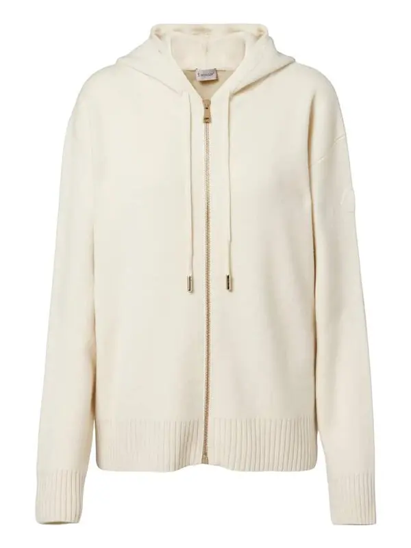 Moncler Hooded Wool And Cashmere Zip-up Cardigan - White