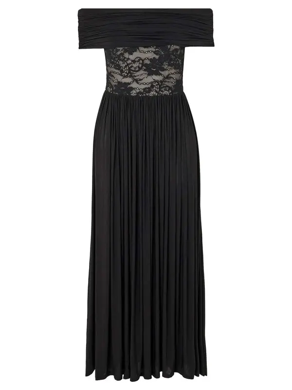 Zimmermann Off-the-shoulder Lace-trimmed Gathered Maxi Dress - Black