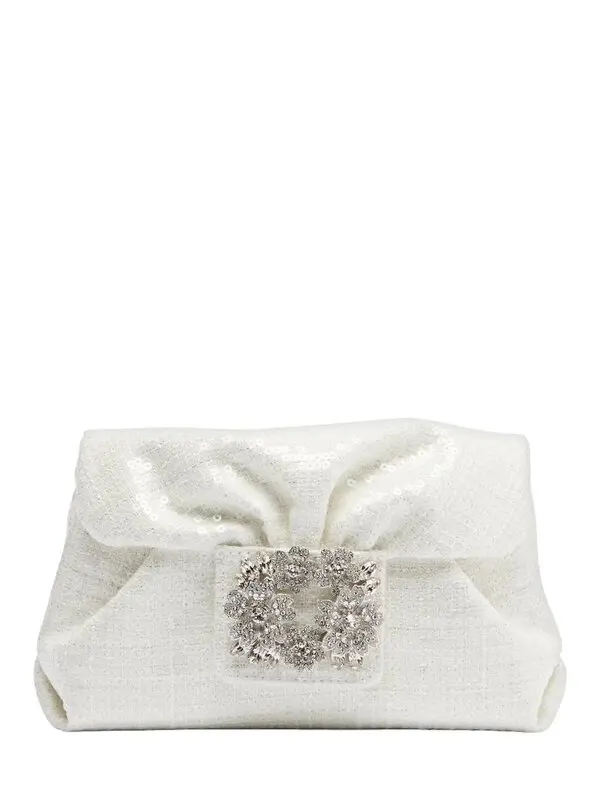 ROGER VIVIER Efflorescence Micro Sequined Clutch - White