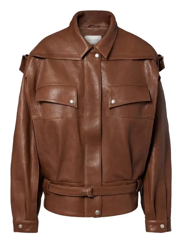 Magda Butrym Oversized Leather Jacket - Brown