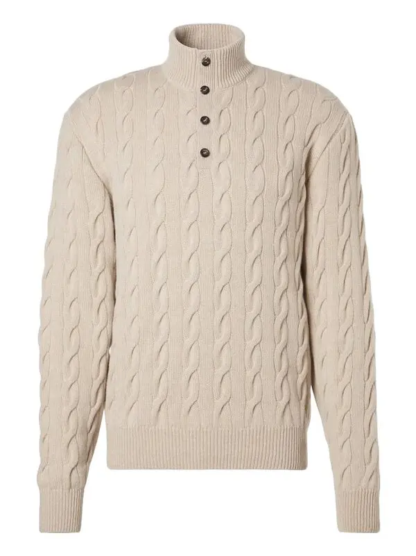 Ralph Lauren Purple Label Cable-knit Cashmere Turtleneck Sweater - Beige