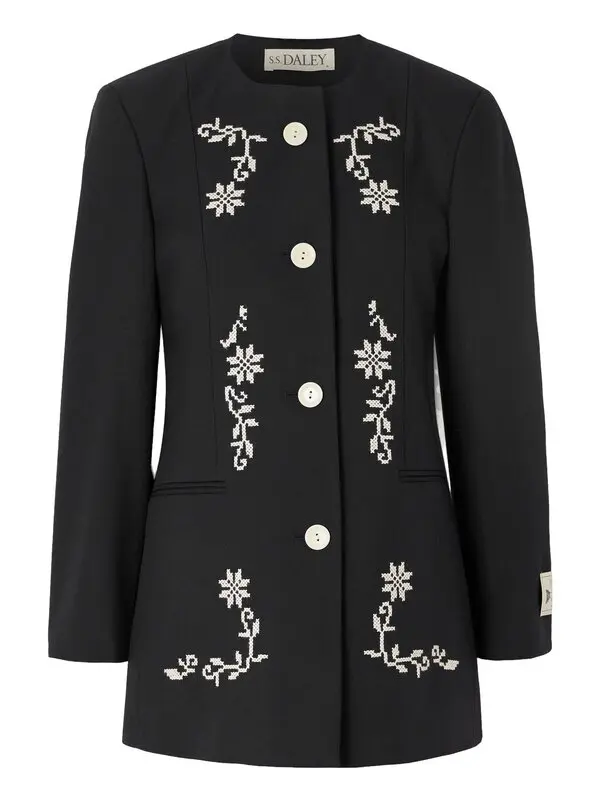 S.S.DALEY Embroidered Wool Jacket - Black