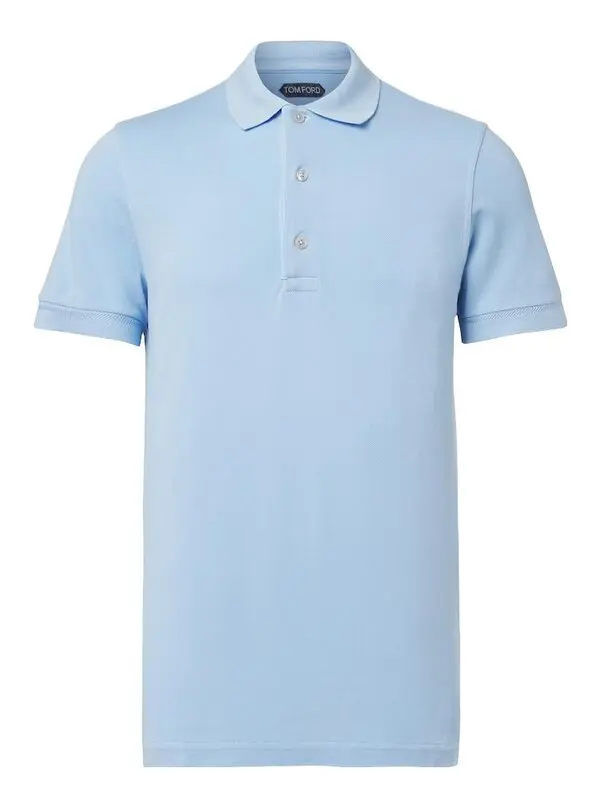 TOM FORD Piqué Polo Shirt - Blue