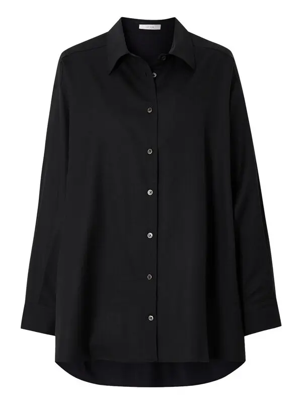 THE ROW Luke Oversized Wool-flannel Shirt - Black