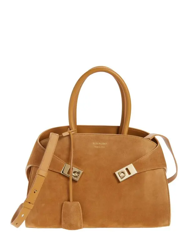 FERRAGAMO Small Hug Top Handle Bag - Natural