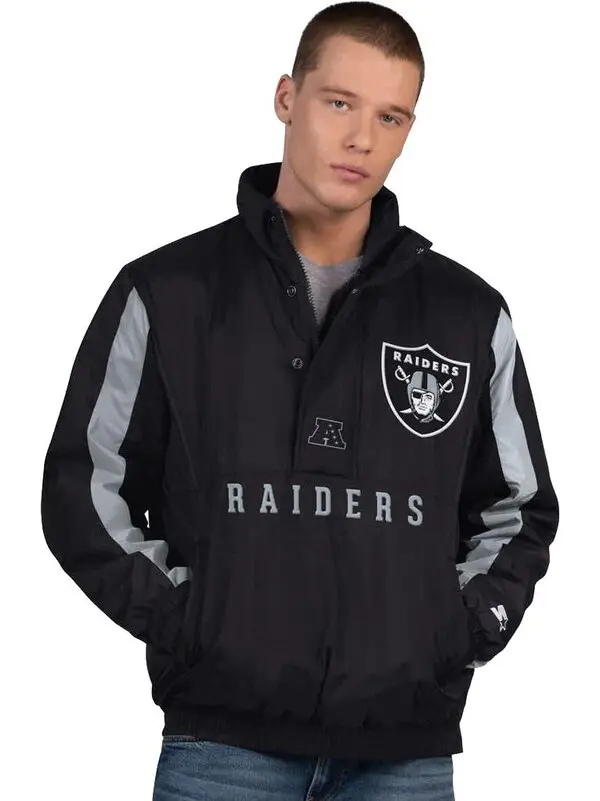 STARTER Las Vegas Raiders Gridiron Half-zip Jacket - Black
