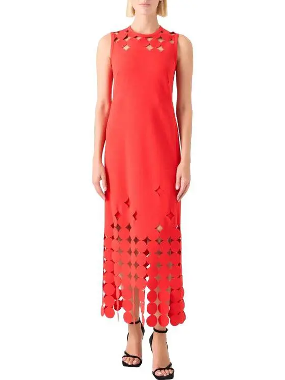 Akris Dot Cutout Sleeveless Shift Dress - Bright Red