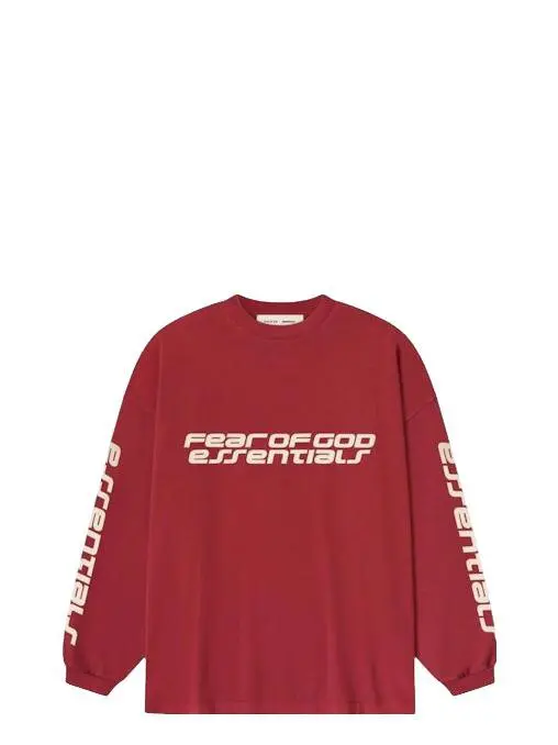 Fear Of God Essentials 90's Long Sleeve T-shirt - Crimson