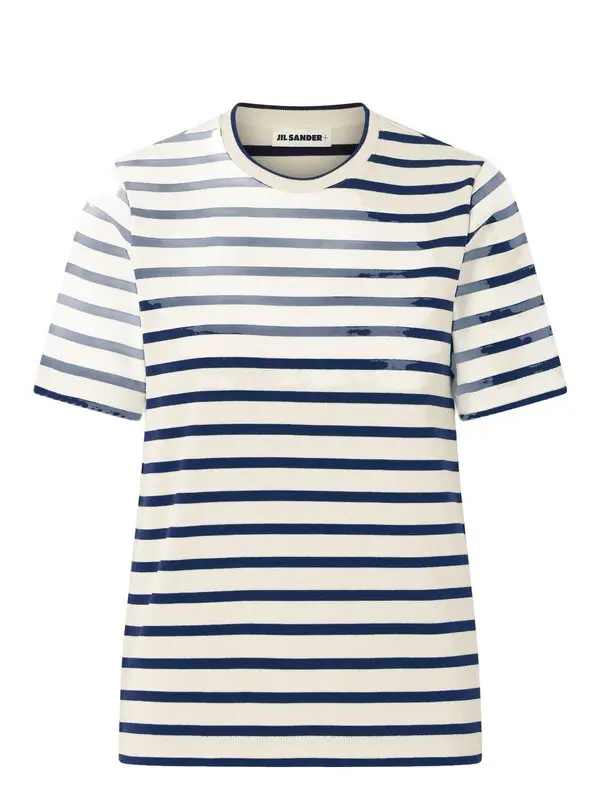JIL SANDER Striped Cotton T-shirt - Neutrals