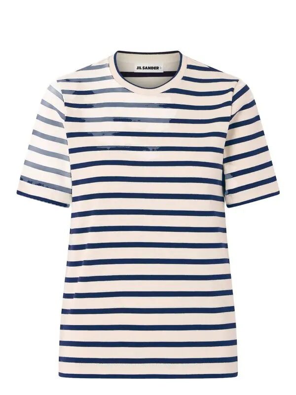 JIL SANDER Striped Cotton T-shirt - White